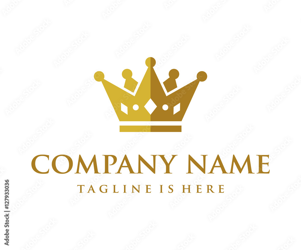 Gold King Crown Icon Logo Design Stock Vector | Adobe Stock