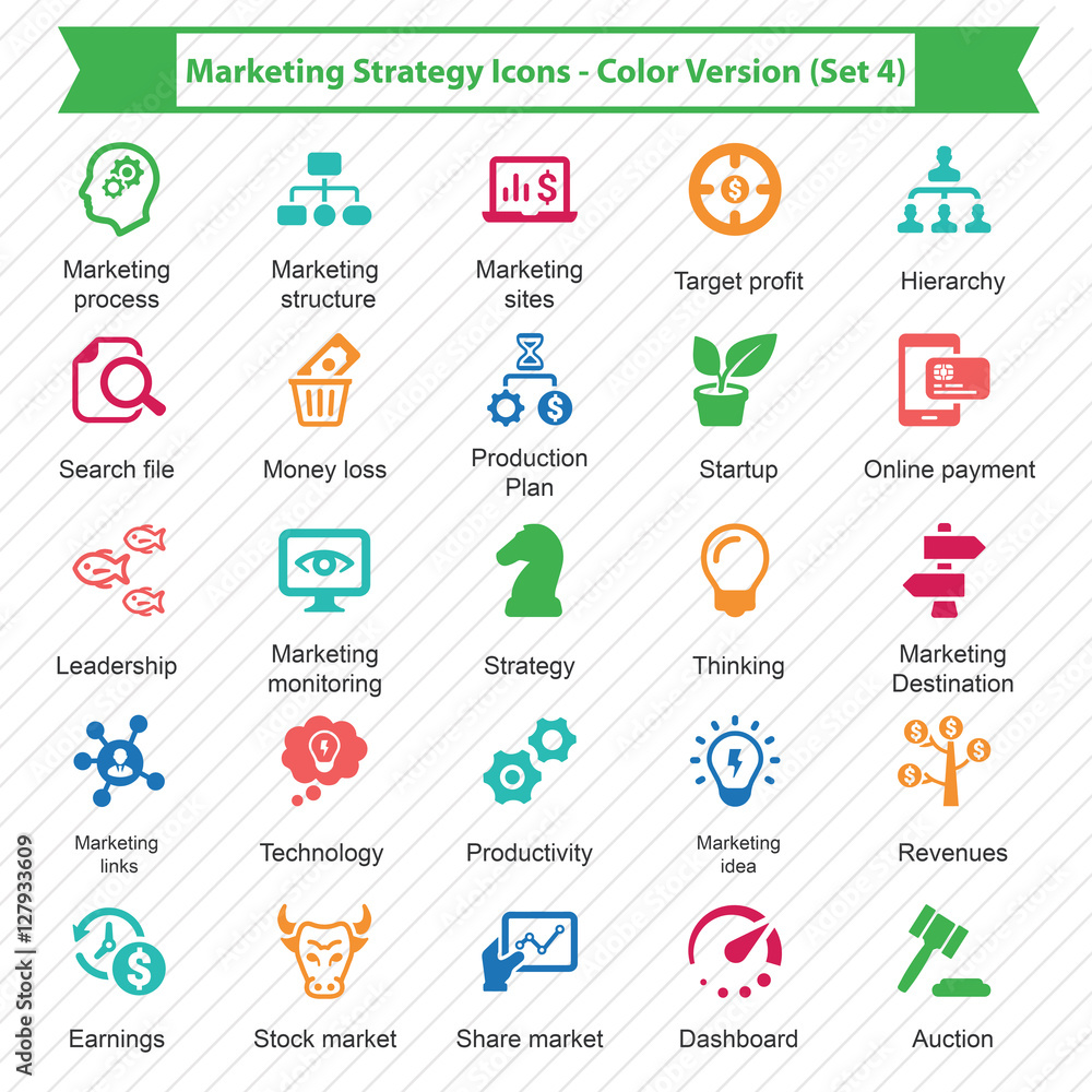 Marketing Strategy Icons - Color Version (Set 4) Stock Vector | Adobe Stock