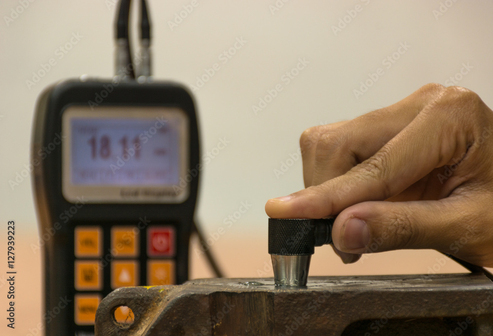 Inspection thickness cast iron by ultrasonic thickness test for Stock ...