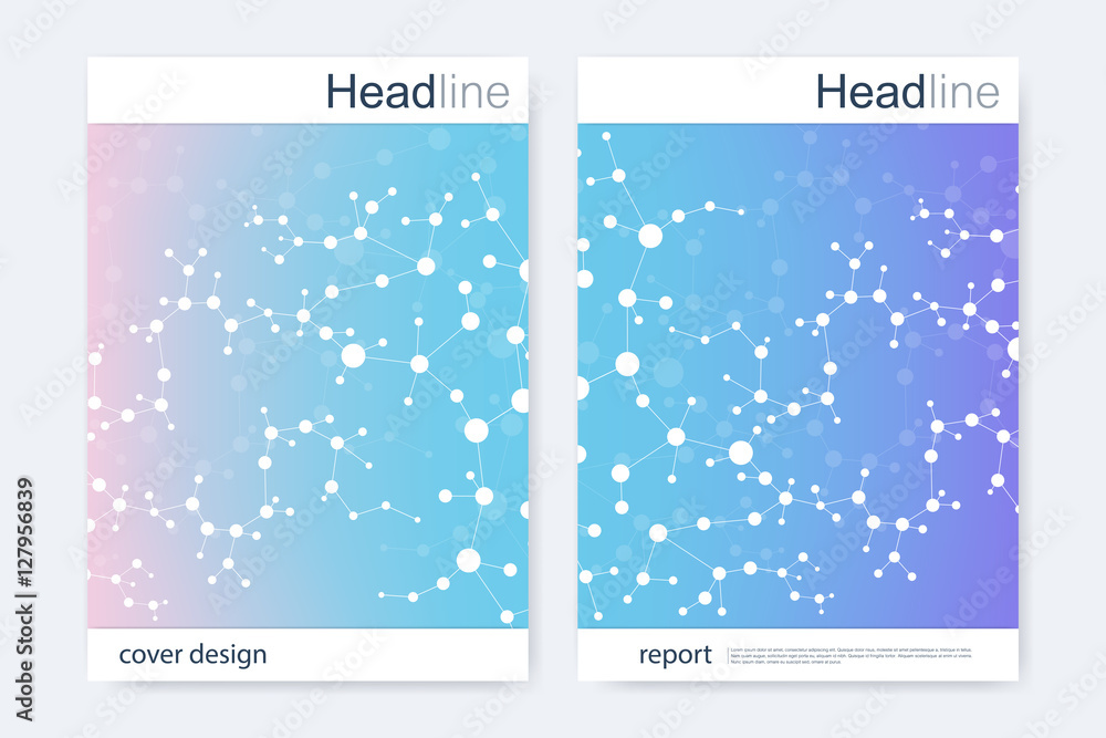 Scientific brochure design template. Vector flyer layout, Molecular ...