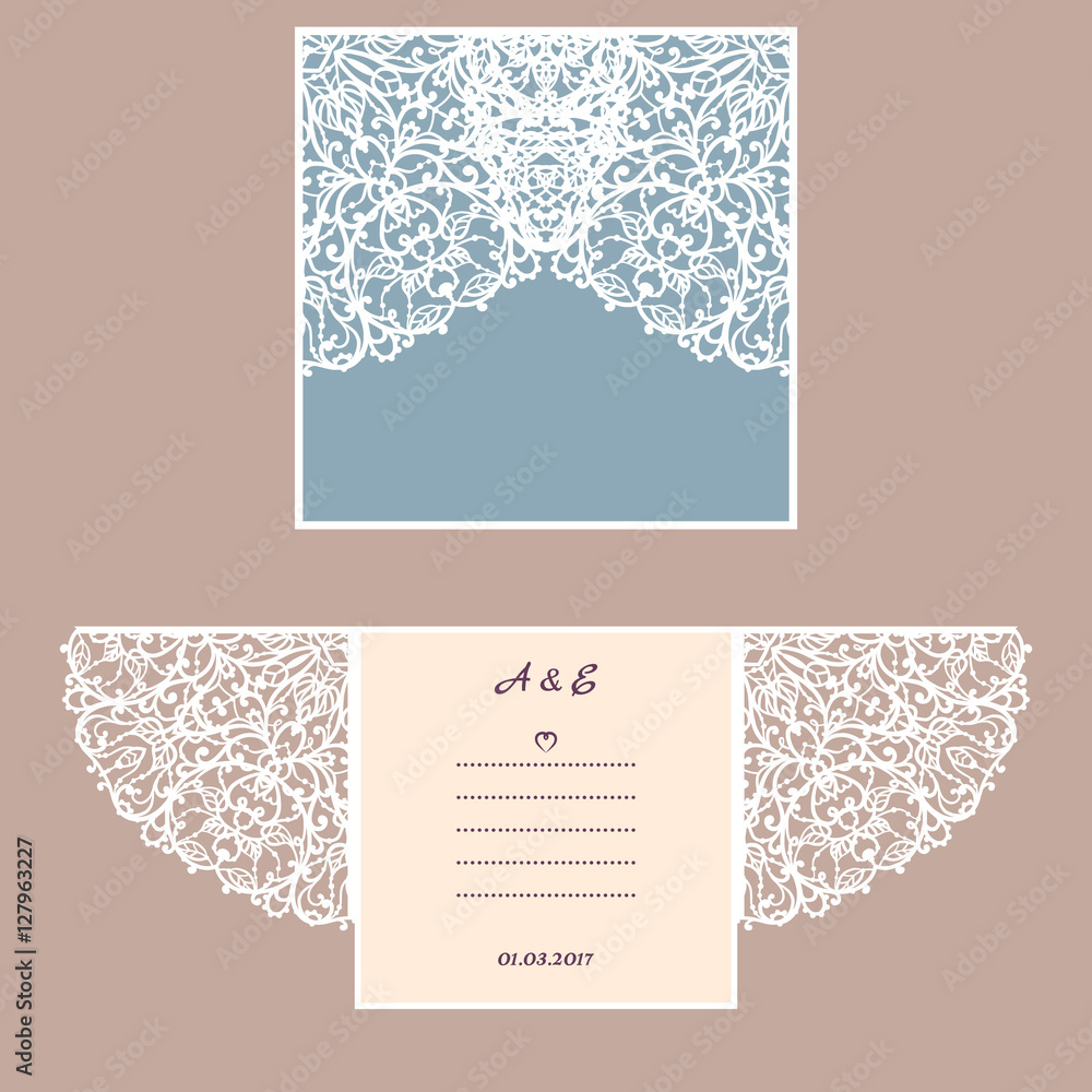 Wedding invitation or greeting card with abstract ornament. Vector ...