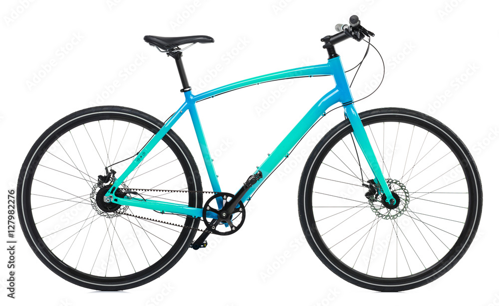 New blue bicycle isolated on a white Stock Photo | Adobe Stock