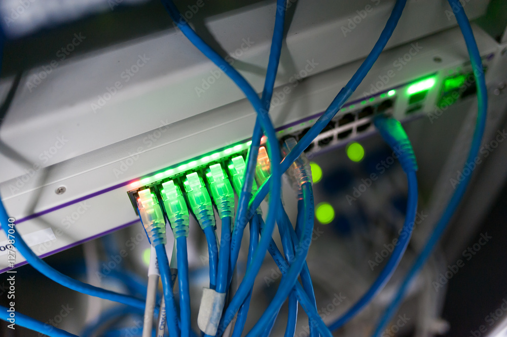 Core switch technology in network room place Stock Photo | Adobe Stock