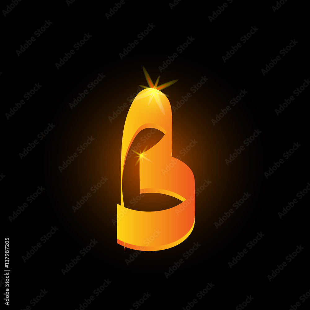 Golden arabic style letter b. Shiny latin alphabet element icon on ...