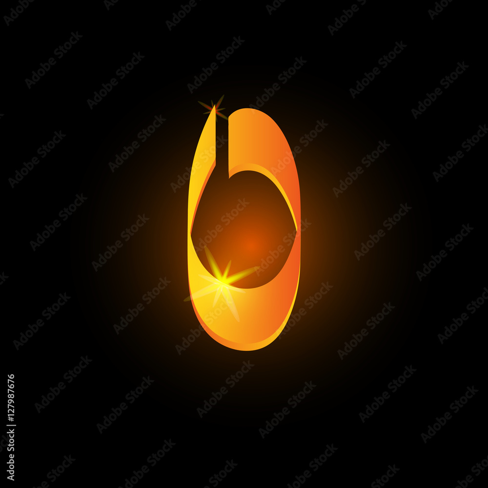 Golden arabic style letter o. Shiny latin alphabet element icon on ...