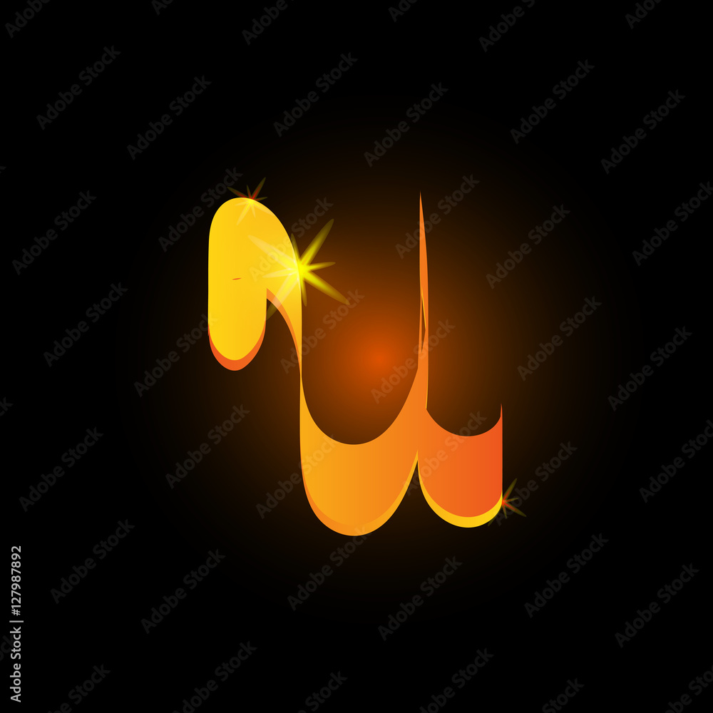 Golden arabic style letter u. Shiny latin alphabet element icon on ...