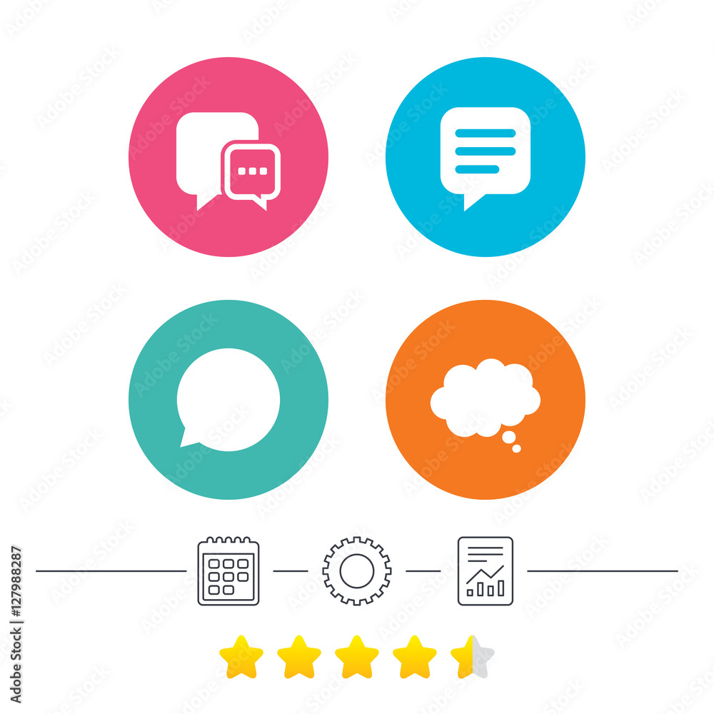Chat icons. Comic speech bubble signs. Communication think symbol ...