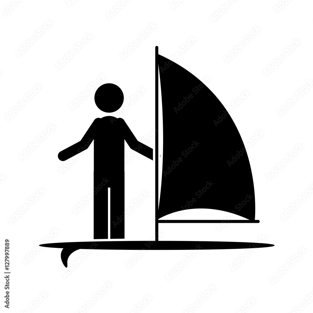 Pictogram and sail boat icon. Sport hobby people person and human theme ...