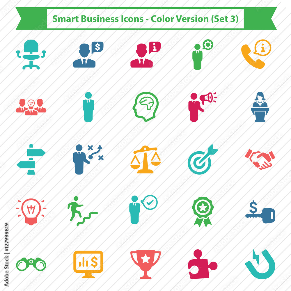 Smart Business Icons - Color Version (Set 3) vector de Stock | Adobe Stock