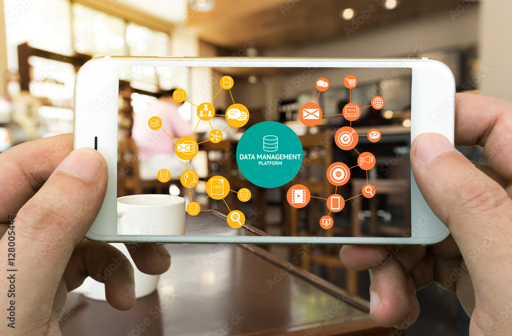 Data Management Platform (DMP) , Marketing and crm concept. Hand ...