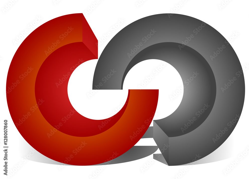 Interlocking circles, interlocking rings as abstract connection, Stock ...