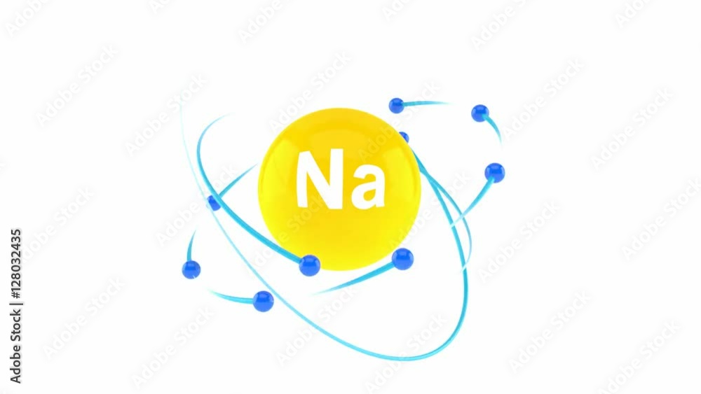 Sodium atom isolated on white background Stock Video | Adobe Stock