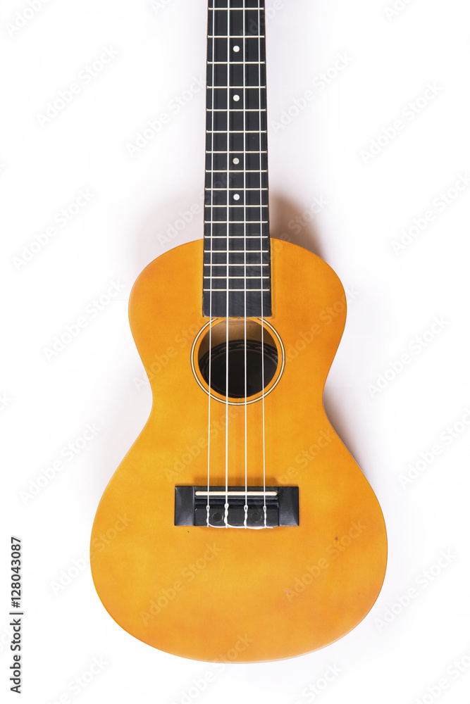 Ukulele close up in white background. Music concept. Stock Photo ...