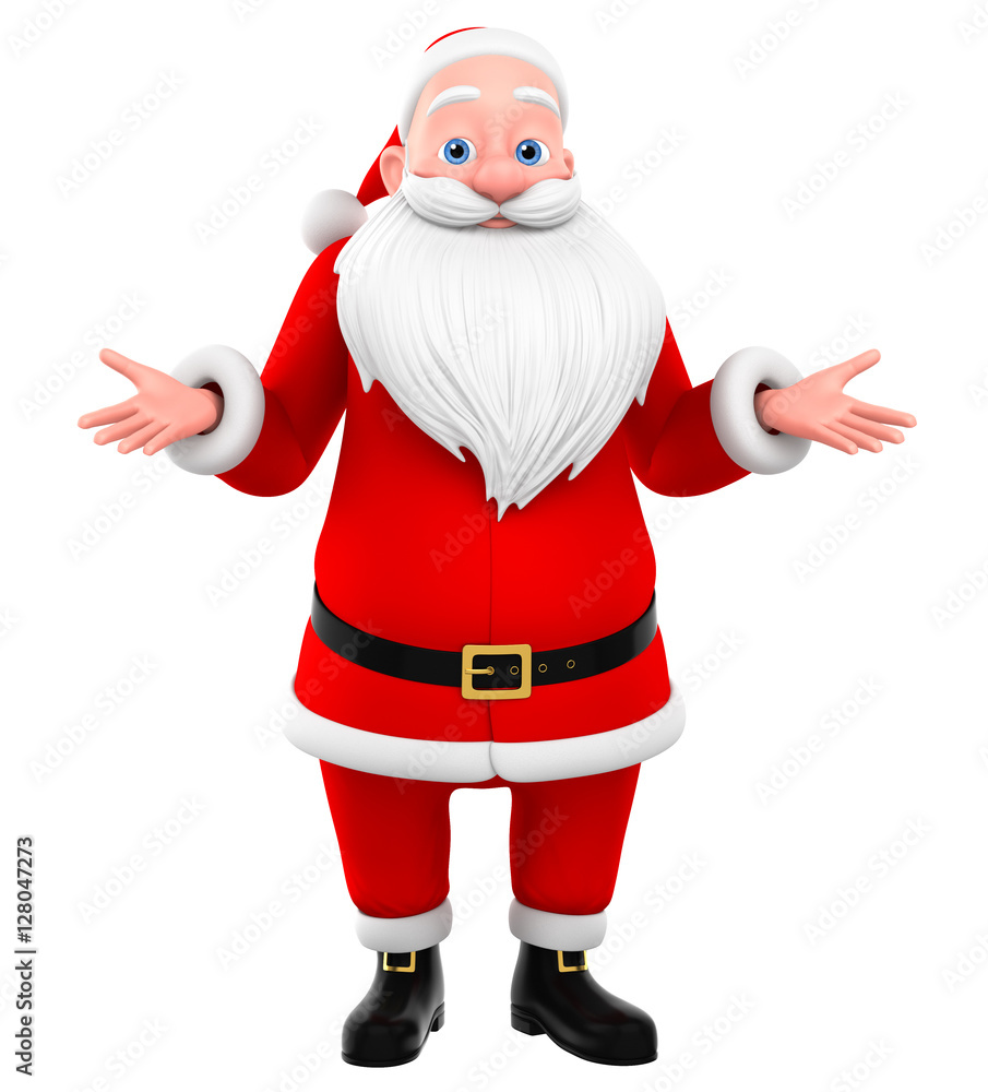 Santa Claus shrugged isolated on a white background. 3D rendered Stock ...