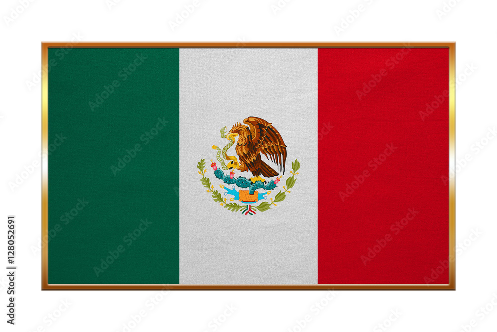 Flag of Mexico, golden frame, fabric texture Stock Illustration | Adobe ...