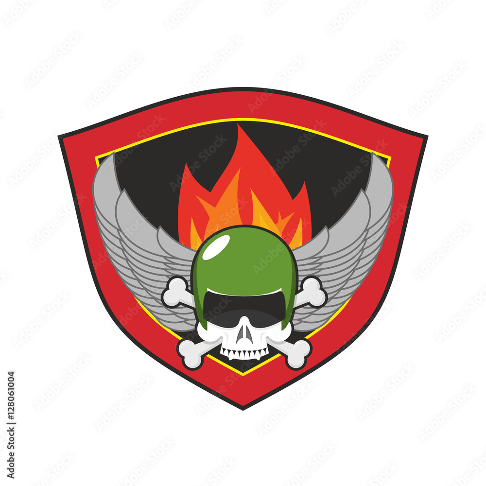 Military emblem. Army logo. Soldiers badge. Skull in beret. Wing Stock ...