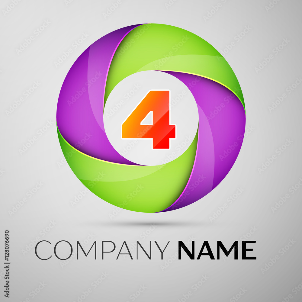 Number four vector logo symbol in the colorful circle. Vector template ...