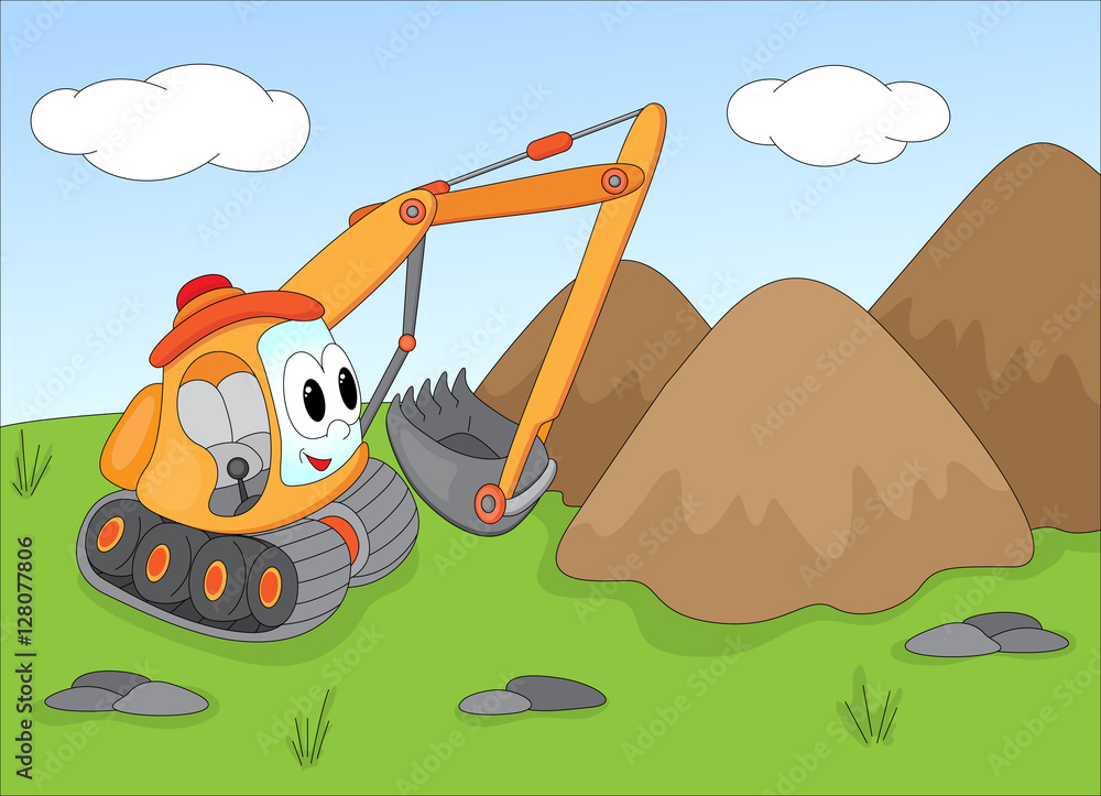 Cartoon excavator Stock Vector | Adobe Stock