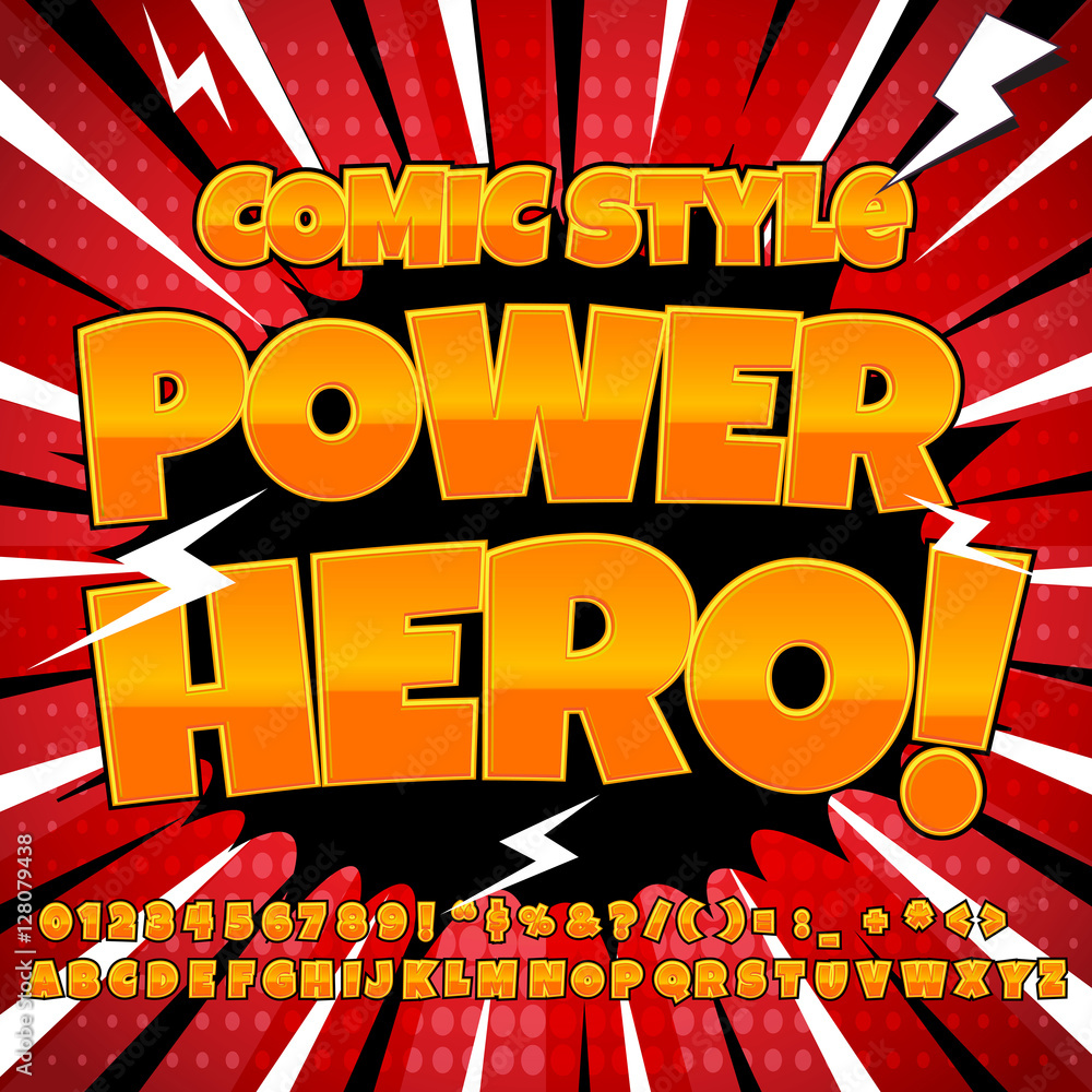 Comic alphabet set. Letters, numbers and figures for kids ...