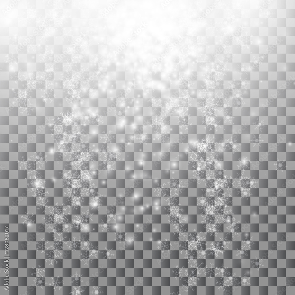 EPS10. Vector falling snow effect isolated on transparent background ...
