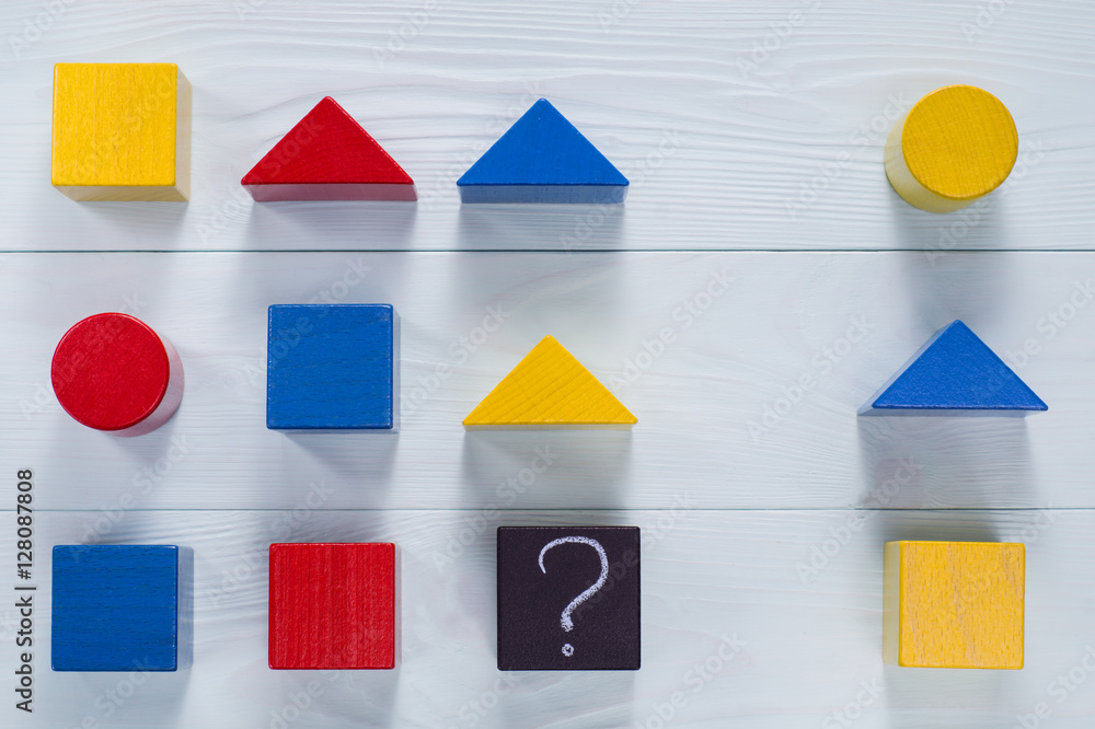 IQ test. Choose correct answer. Logical tasks composed of geometric ...