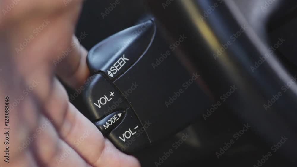 Close up footage with the quick control radio buttons near the steering ...