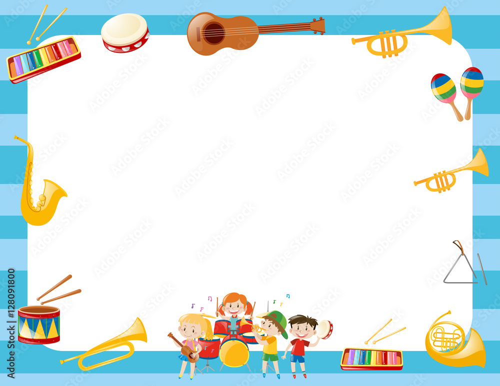 Border template with musical instruments Stock Vector | Adobe Stock
