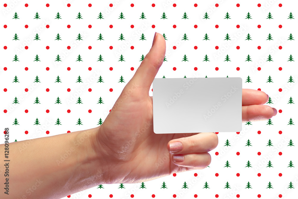 Left Female Hand Hold Blank White Card Mock-up. SIM Cellular Plastic ...