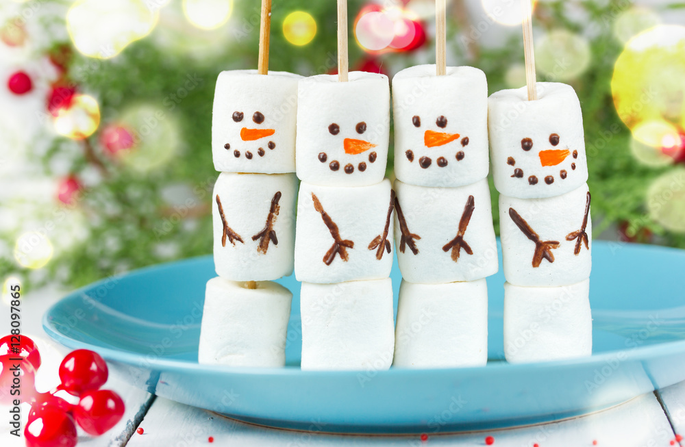 Cute snowman marshmallow pops food art idea for kids Stock Photo ...