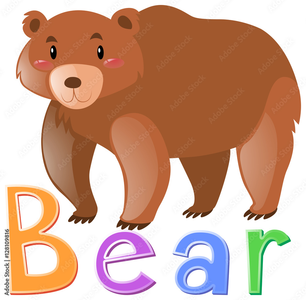 Wordcard for grizzly bear Stock Vector | Adobe Stock