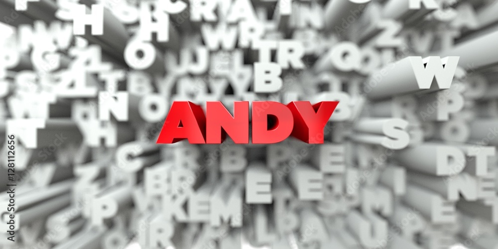 ANDY - Red text on typography background - 3D rendered royalty free ...