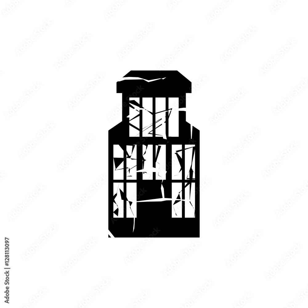 Destroyed building earthquake. Broken house war. ruined architec Stock ...