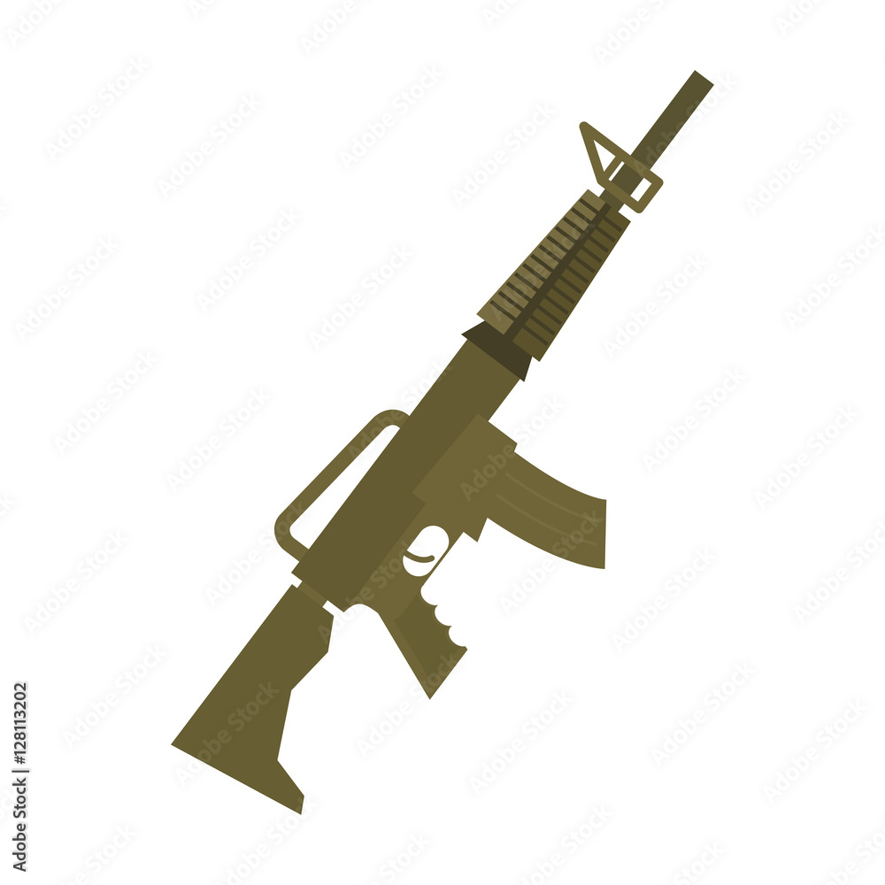 Rifle isolated. Machine gun on white background. Military weapon Stock ...