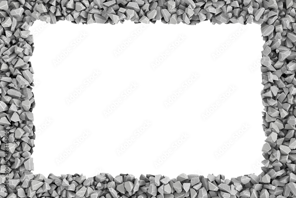 Rendering rectangle frame of stones on white background. Stock ...