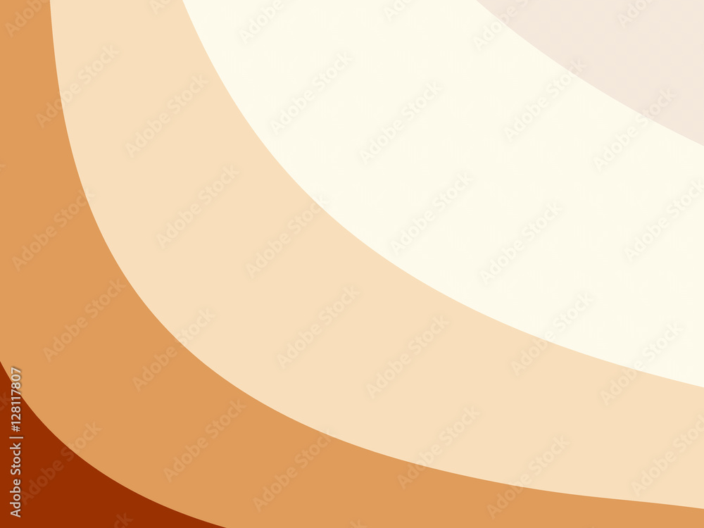 A simple fractal with hyperbola curves in cream, orange and red. Text ...