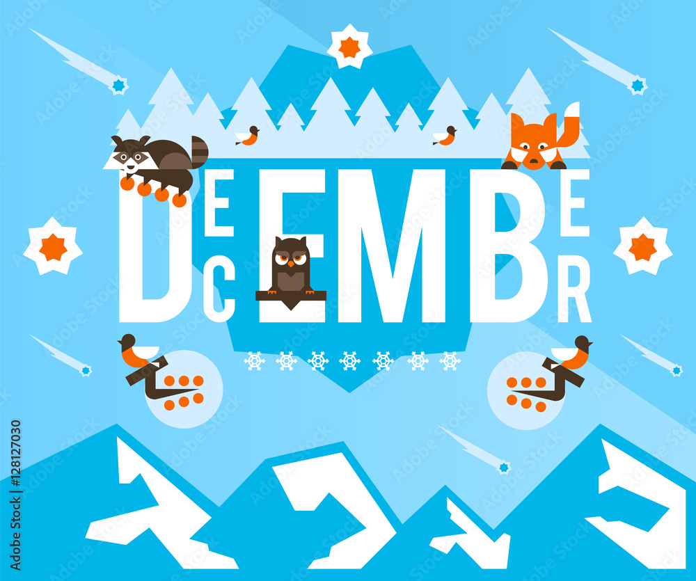 The illustration on the theme of December. Designed for printing ...