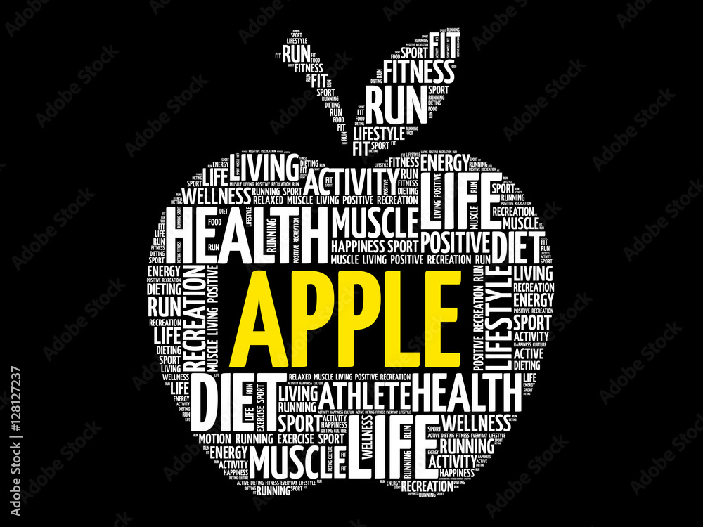 APPLE word cloud collage, health concept background Stock Vector ...