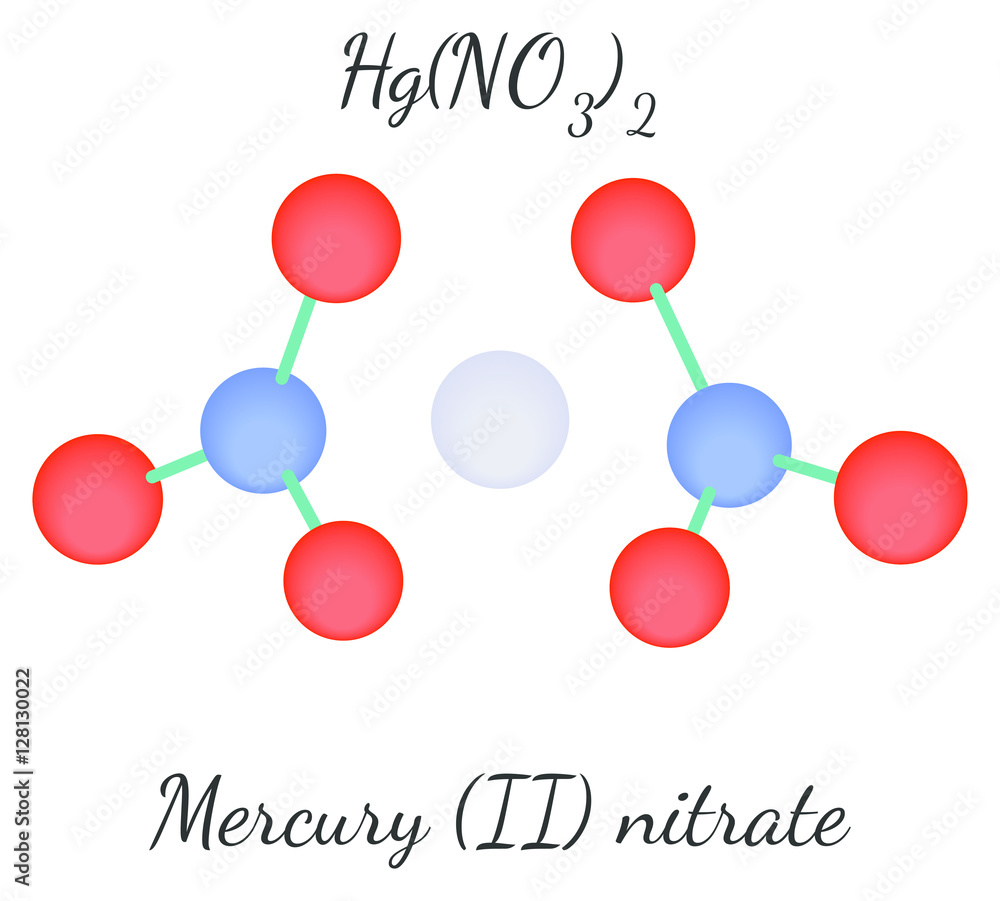 Mercury II nitrate HgN2O6 molecule Stock Vector | Adobe Stock