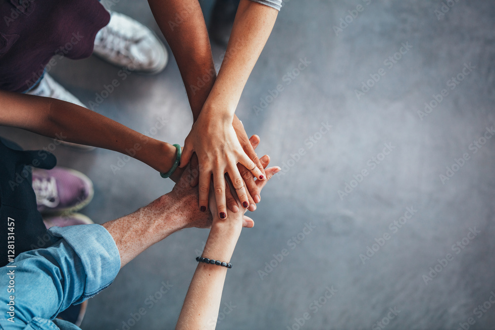 Group of young students showing unity Stock Photo | Adobe Stock