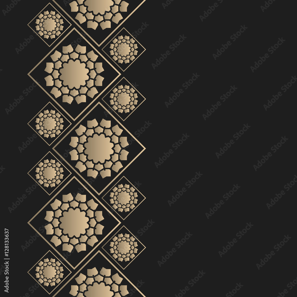 Vector geometric frame oriental style. Seamless vector border for ...