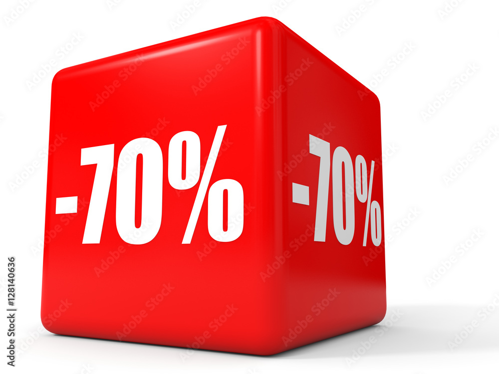 Discount 70 percent off. 3D illustration on white background. Stock ...