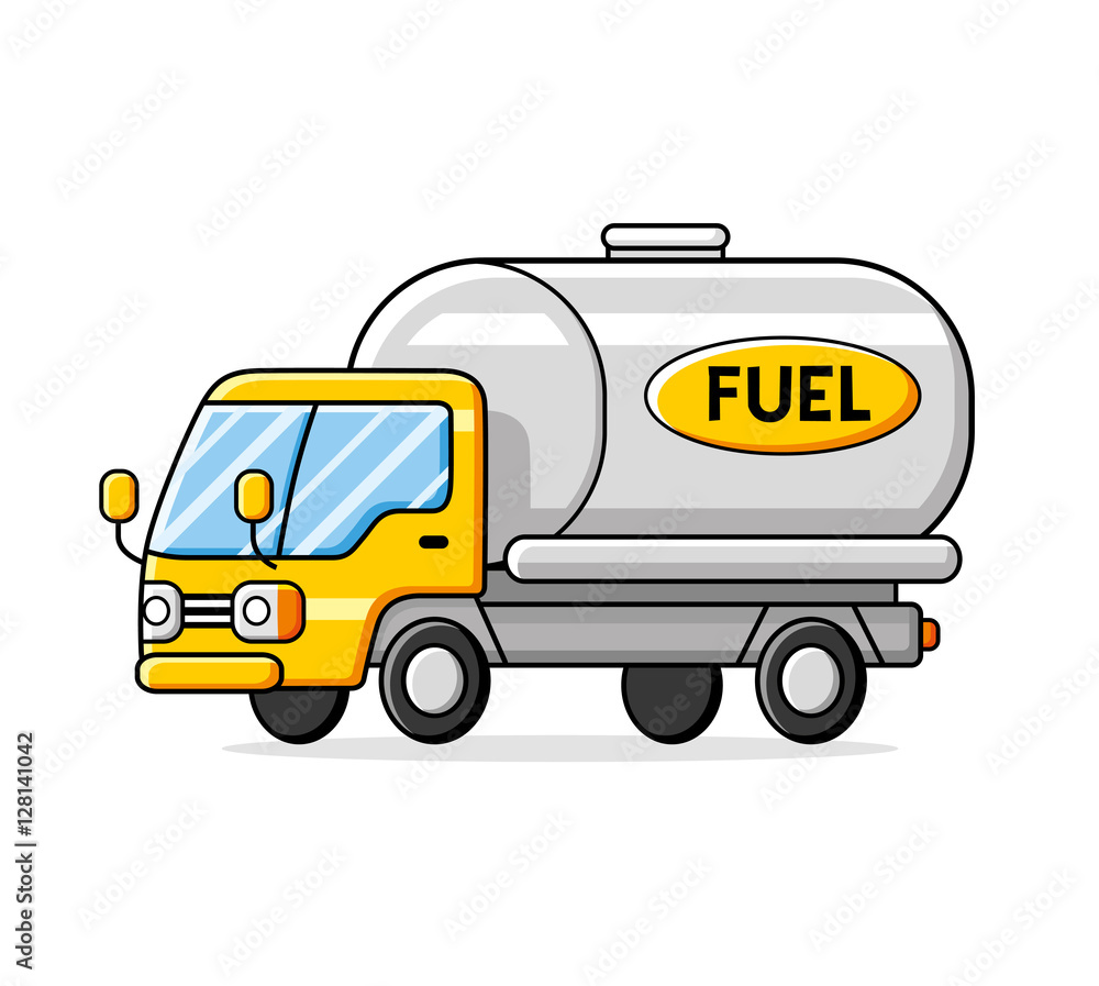 Fuel truck isolated. Oil or gasoline transportation icon. Stock Vector ...