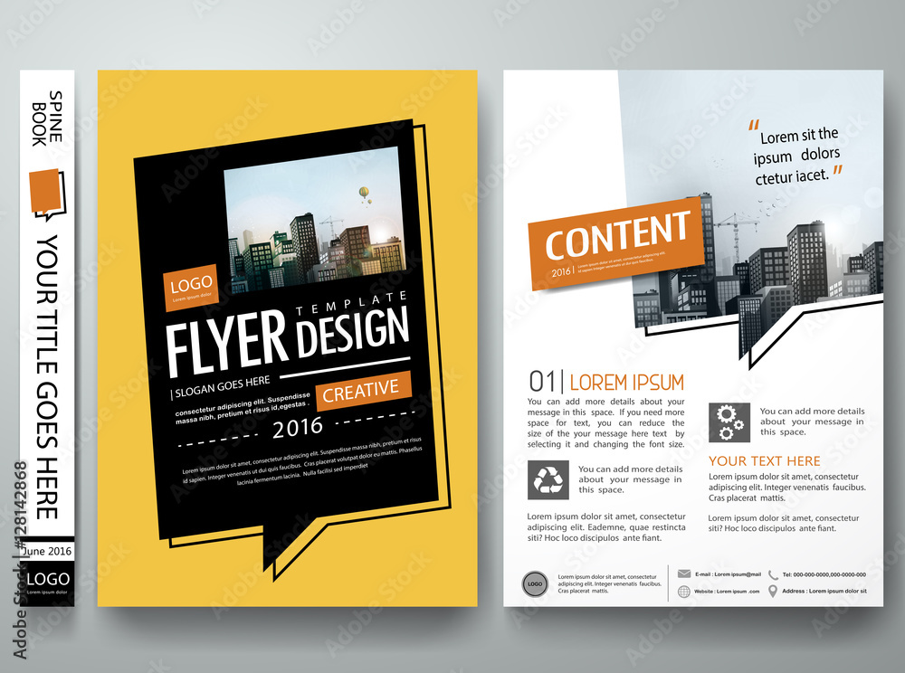 Brochure design template vector.Text box layout in cover book portfolio ...
