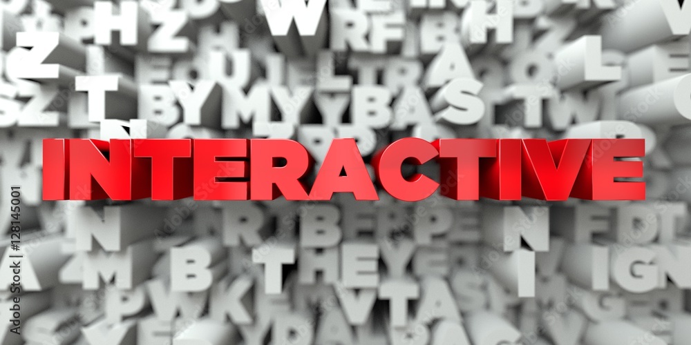 INTERACTIVE - Red text on typography background - 3D rendered royalty ...