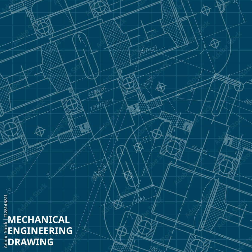 Mechanical Engineering drawing. Engineering Drawing Background. Vector ...