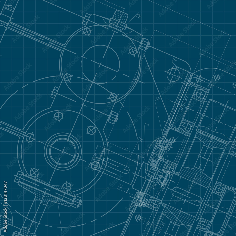 Mechanical Engineering drawing. Engineering Drawing Background. Vector ...