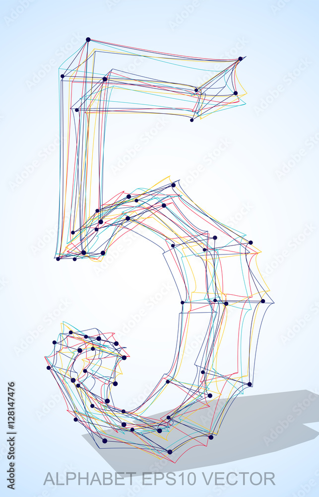 Vector illustration of a Multicolor sketched 5. Hand drawn 3D 5. Stock ...