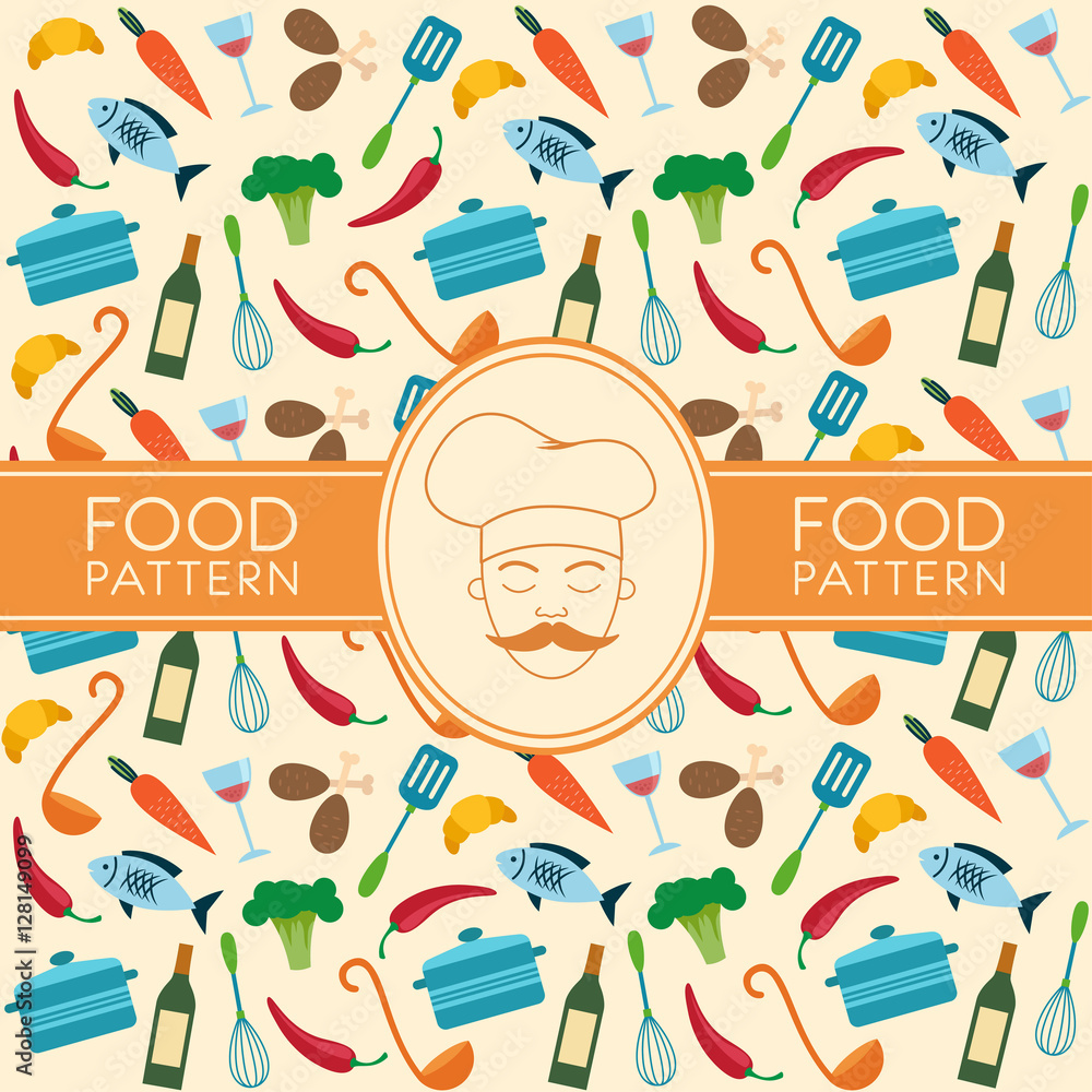 Cooking seamless vector pattern. Food on background. Stock-Vektorgrafik ...