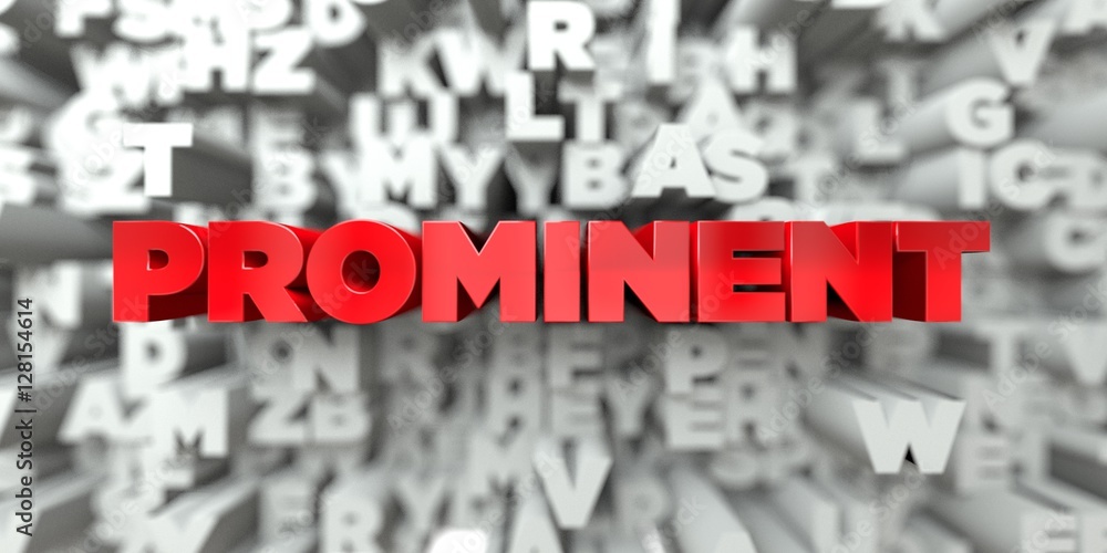 PROMINENT - Red text on typography background - 3D rendered royalty ...