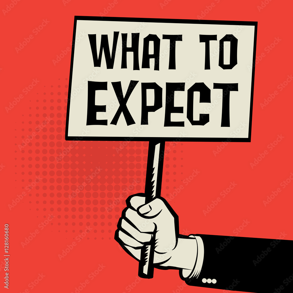 Poster in hand, business concept with text What To Expect Stock Vector ...